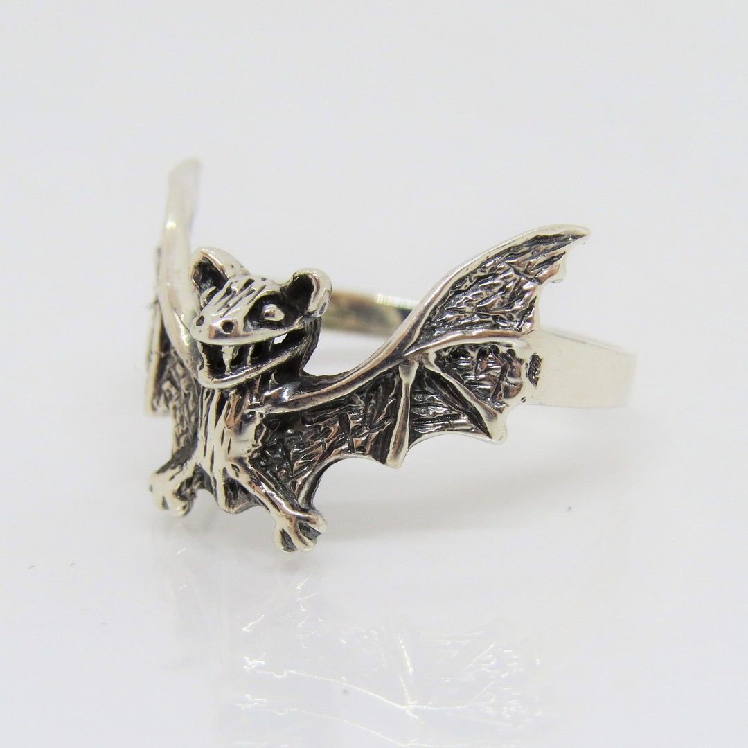 Vintage Sterling Silver Bat Unisex Ring Size 8 - Etsy