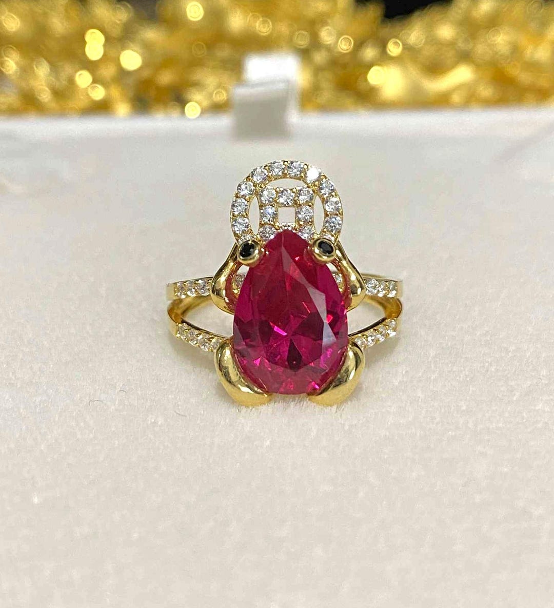 Vintage 15K Gold Frog Ring: Ruby, Topaz & Sapphire Eyes - Size 6. - Etsy