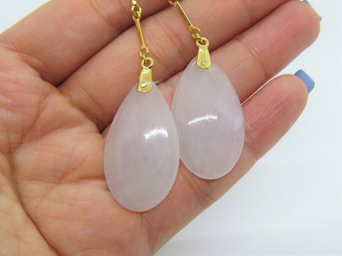 Vintage 18K Solid Yellow Gold Light Lavender Jadeite Jade - Etsy