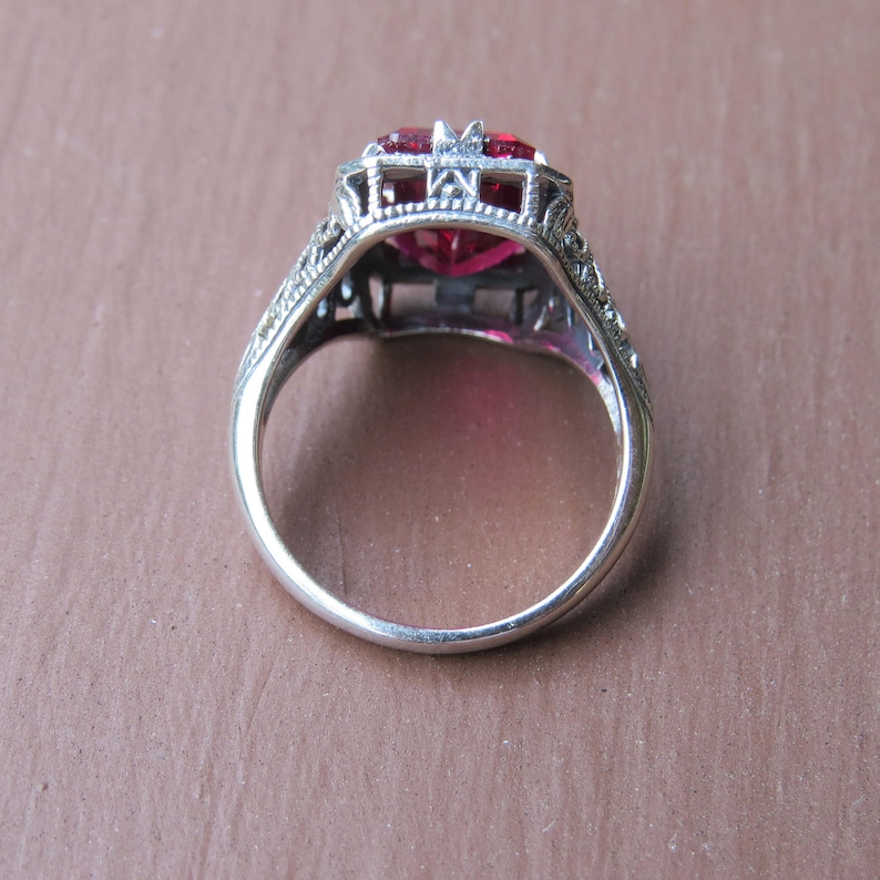 Vintage Sterling Silver Ruby Filigree Dome Ring Size 6 - Etsy