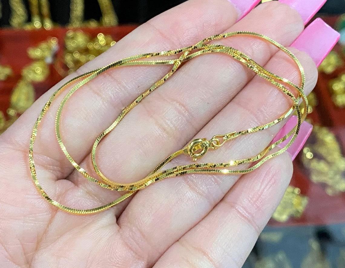 Vintage 18K Solid Yellow Gold Snake Link Chain Necklace - Etsy