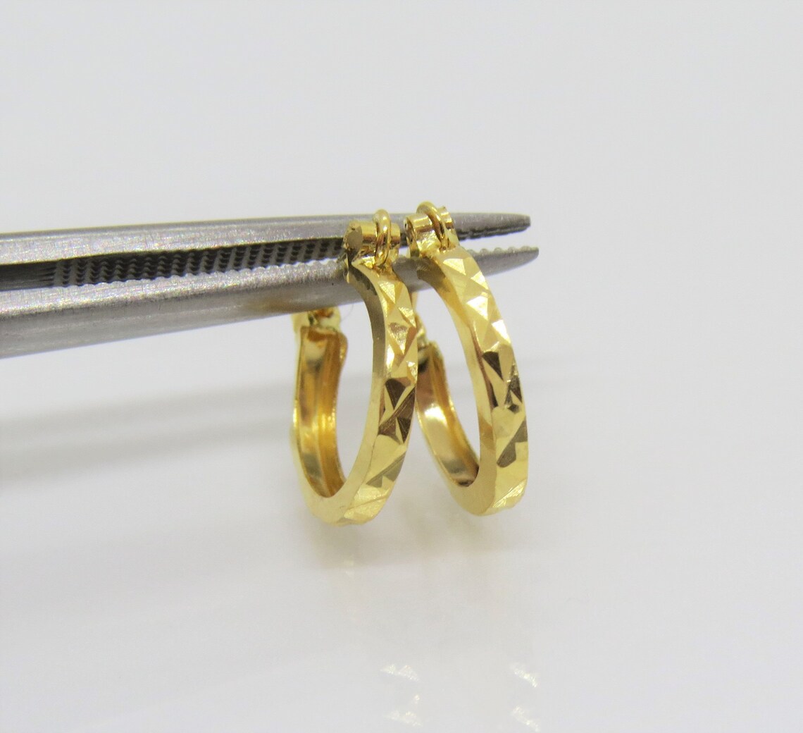 Vintage 18K Solid Yellow Gold Small Baby Girls Hoops Earrings - Etsy