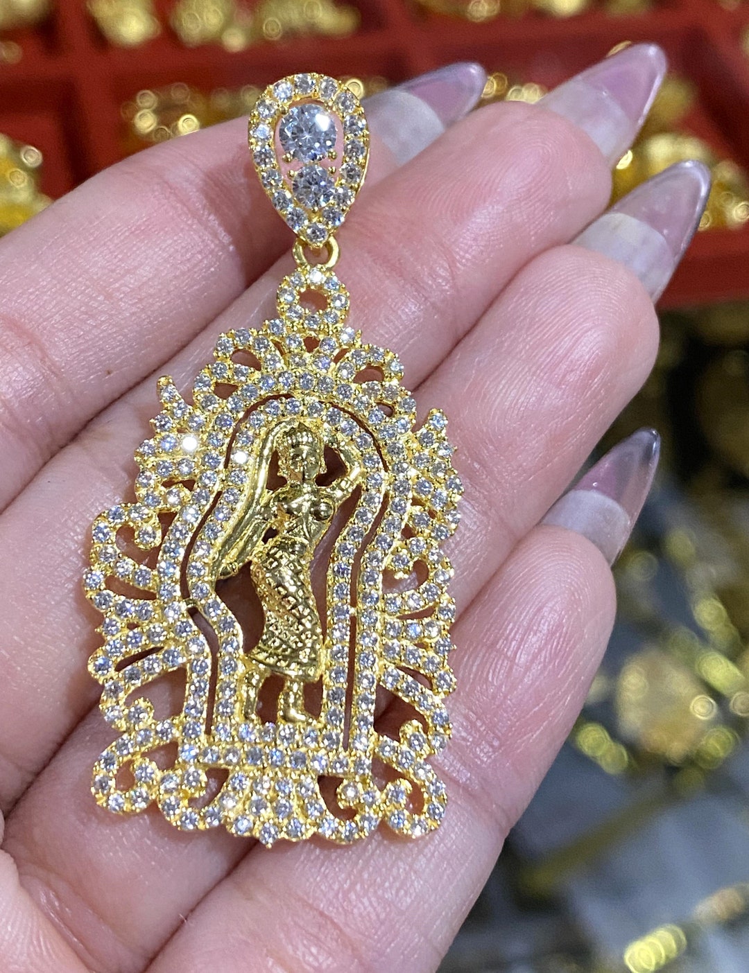 Vintage 15K 610 Solid Gold White Topaz Thai Buddha Pendant. - Etsy