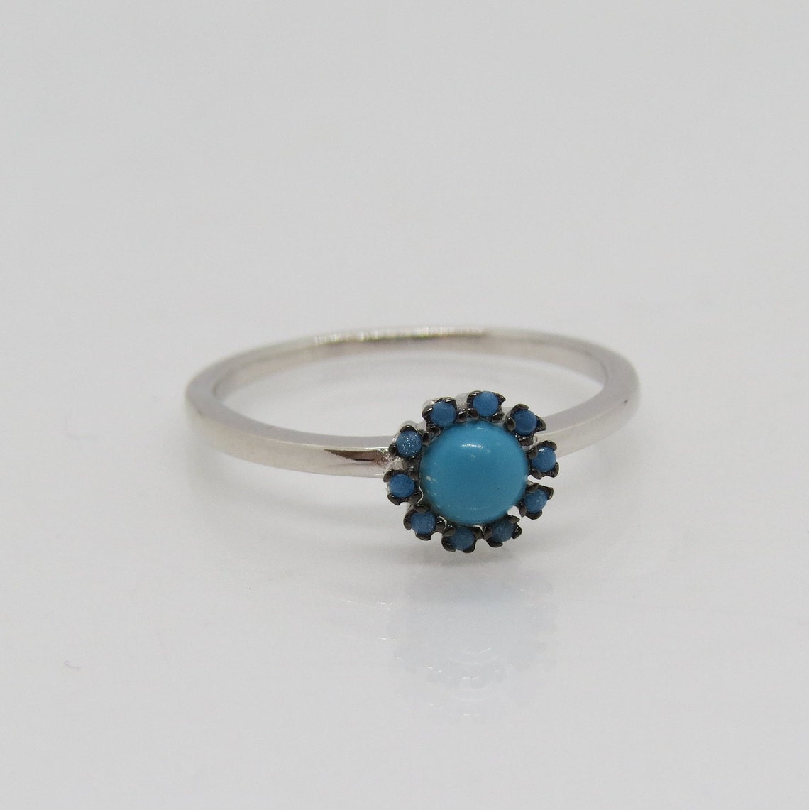Vintage Sterling Silver Turquoise Flower Ring Size 7 - Etsy