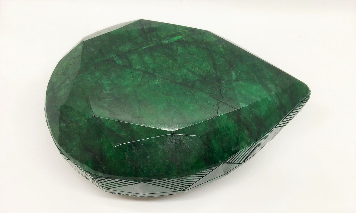 Vintage Natural Emerald Carved Floral Statue Paperweight | Etsy