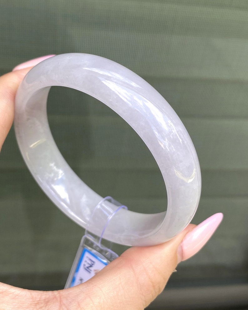 Translucent Natural Lavender, White Jadeite Jade Vintage Bangle ...