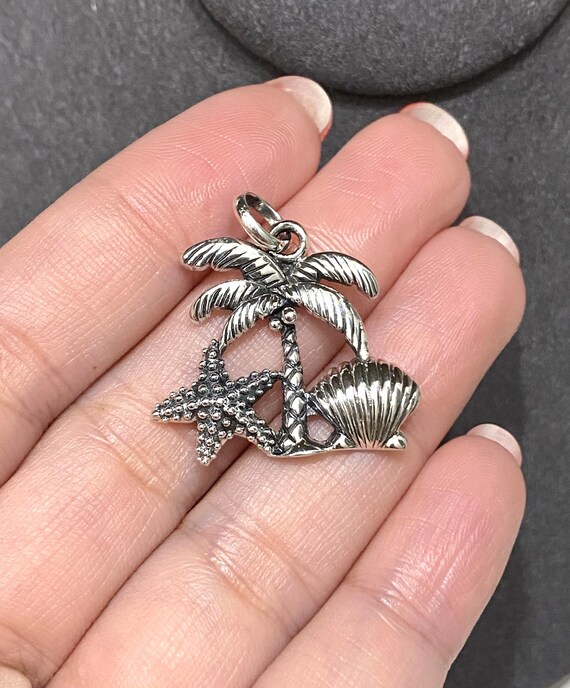 Vintage Sterling Silver Palm Tree, Starfish, Shell Pe… - Gem