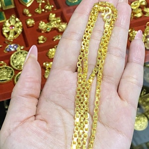 24K 980 Pure Gold Rolo Link Chain Necklace 20'' Length - Etsy