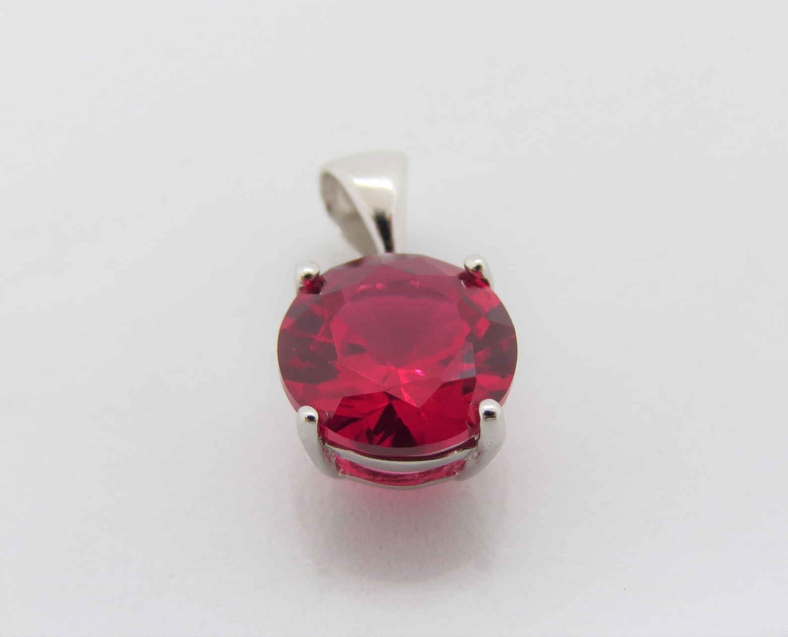 Vintage Sterling Silver Round Cut Ruby Pendant 10MM - Etsy