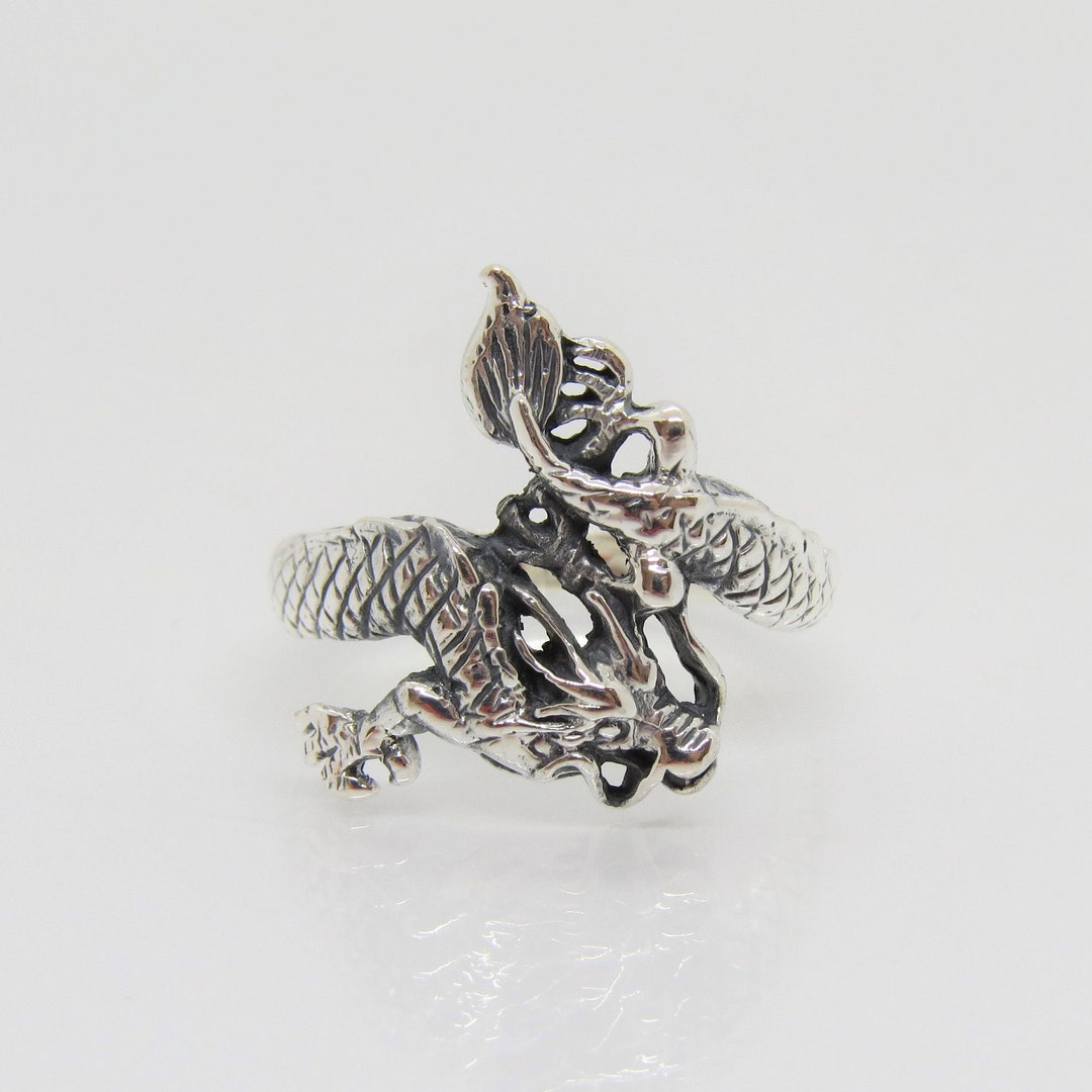 Vintage Sterling Silver Dragon Ring Size 9 - Etsy