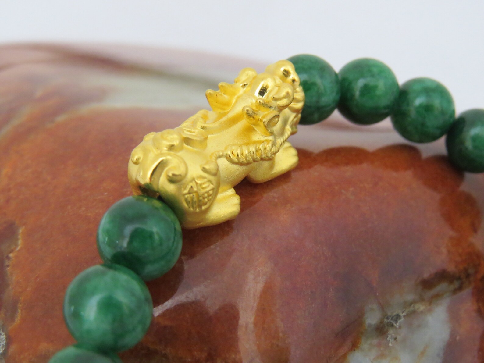 Vintage 24K 9999 Yellow Gold 3D Pixiu With Green Jadeite Jade - Etsy