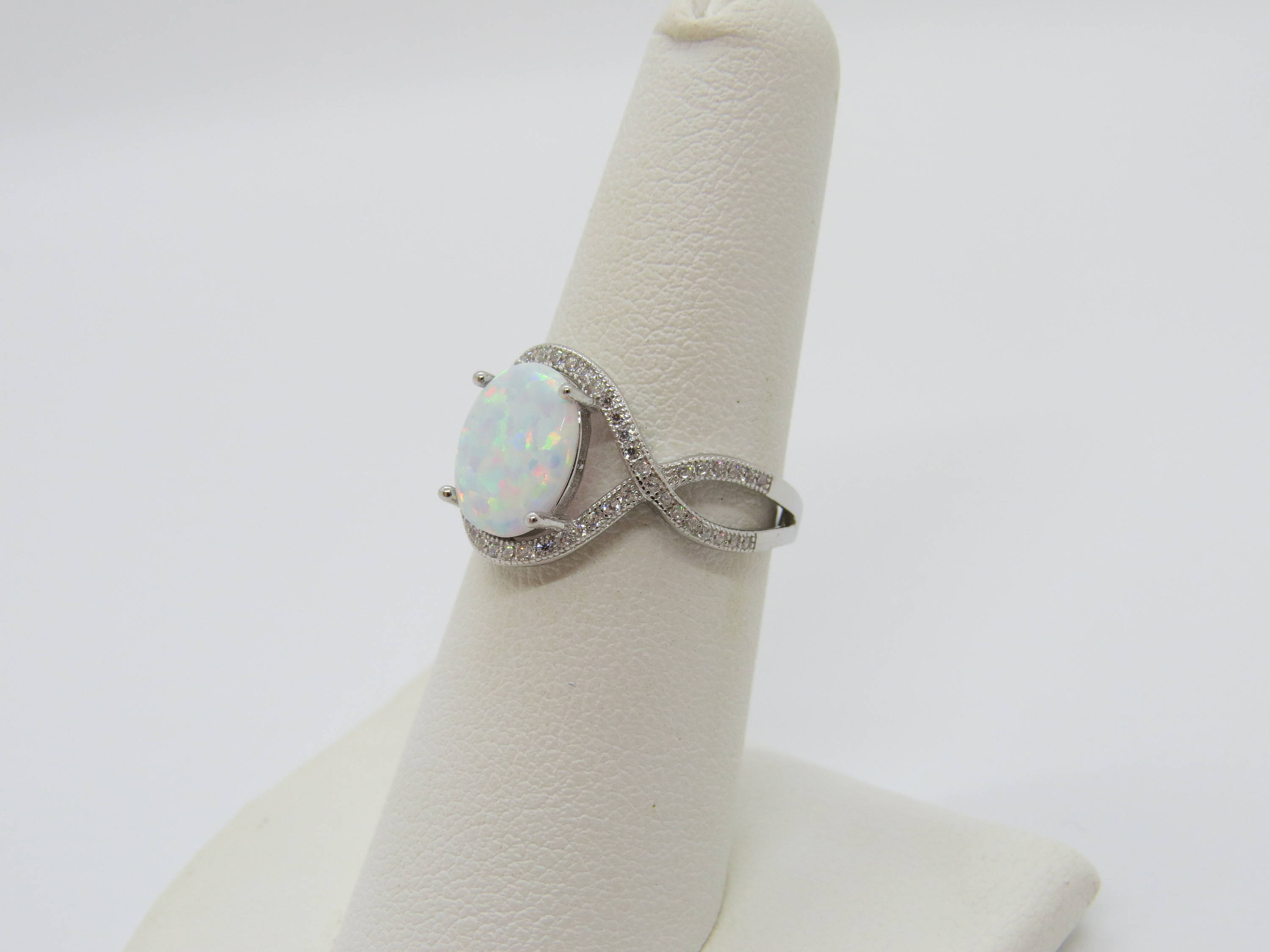 Vintage Sterling Silver White Opal & White Topaz Twisted Ring | Etsy