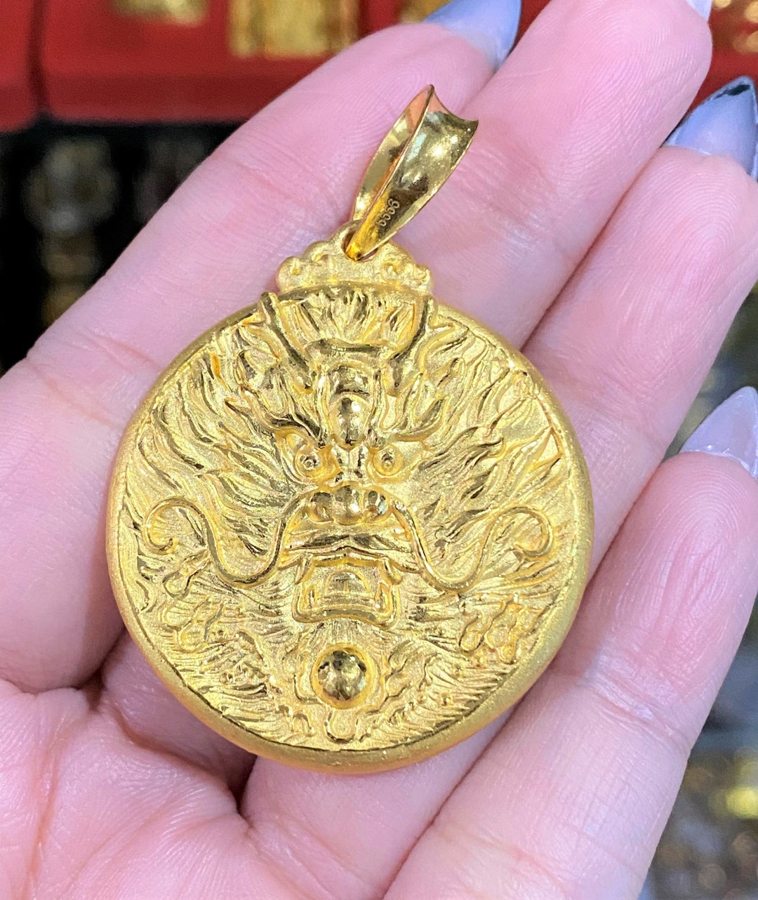 9999 Pure 24k Gold 3D Dragon Vintage Pendant. - Etsy