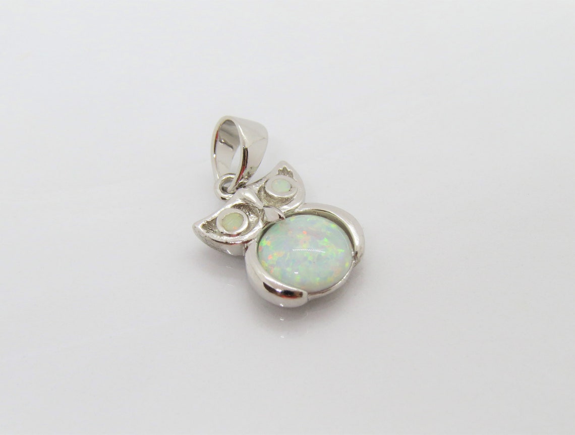 Vintage Sterling Silver White Opal Owl Pendant - Etsy