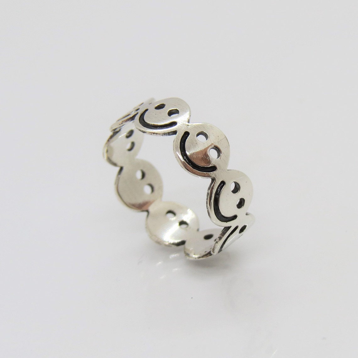 Sterling Silver Face Smiley Band Ring Size 7 - Etsy