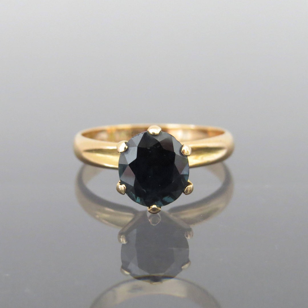 Vintage 18K Solid Yellow Gold 1.25ct Green Tourmaline Ring Size 6 - Etsy