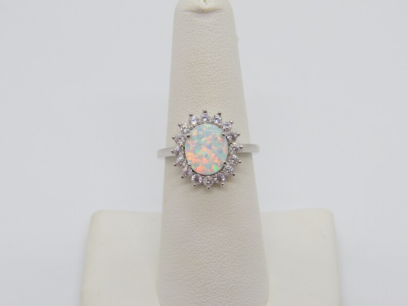 Vintage Sterling Silver White Opal & White Topaz Ring Size 7 | Etsy