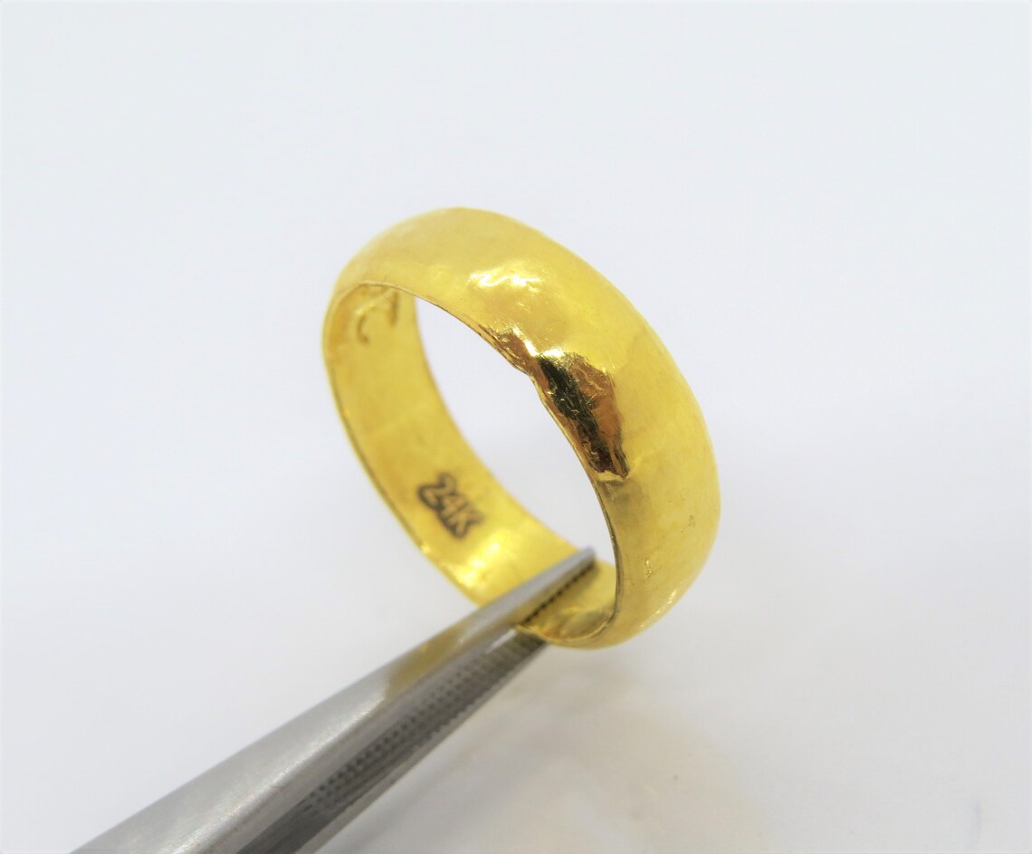 Vintage Pure 24K Solid Gold Wedding Band Ring Size 9.5 - Etsy