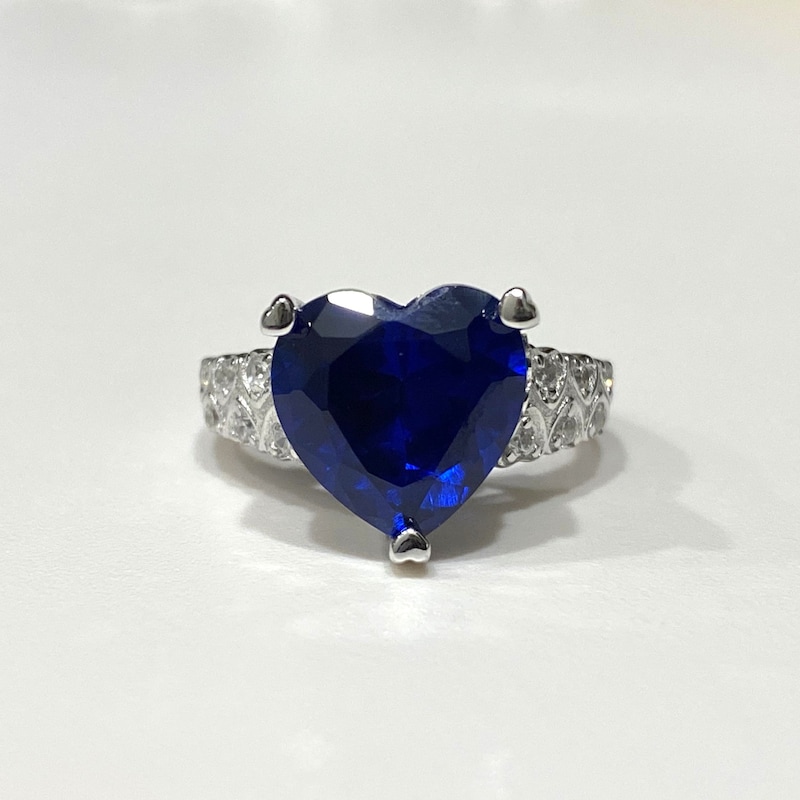 Blue Heart Ring - Etsy