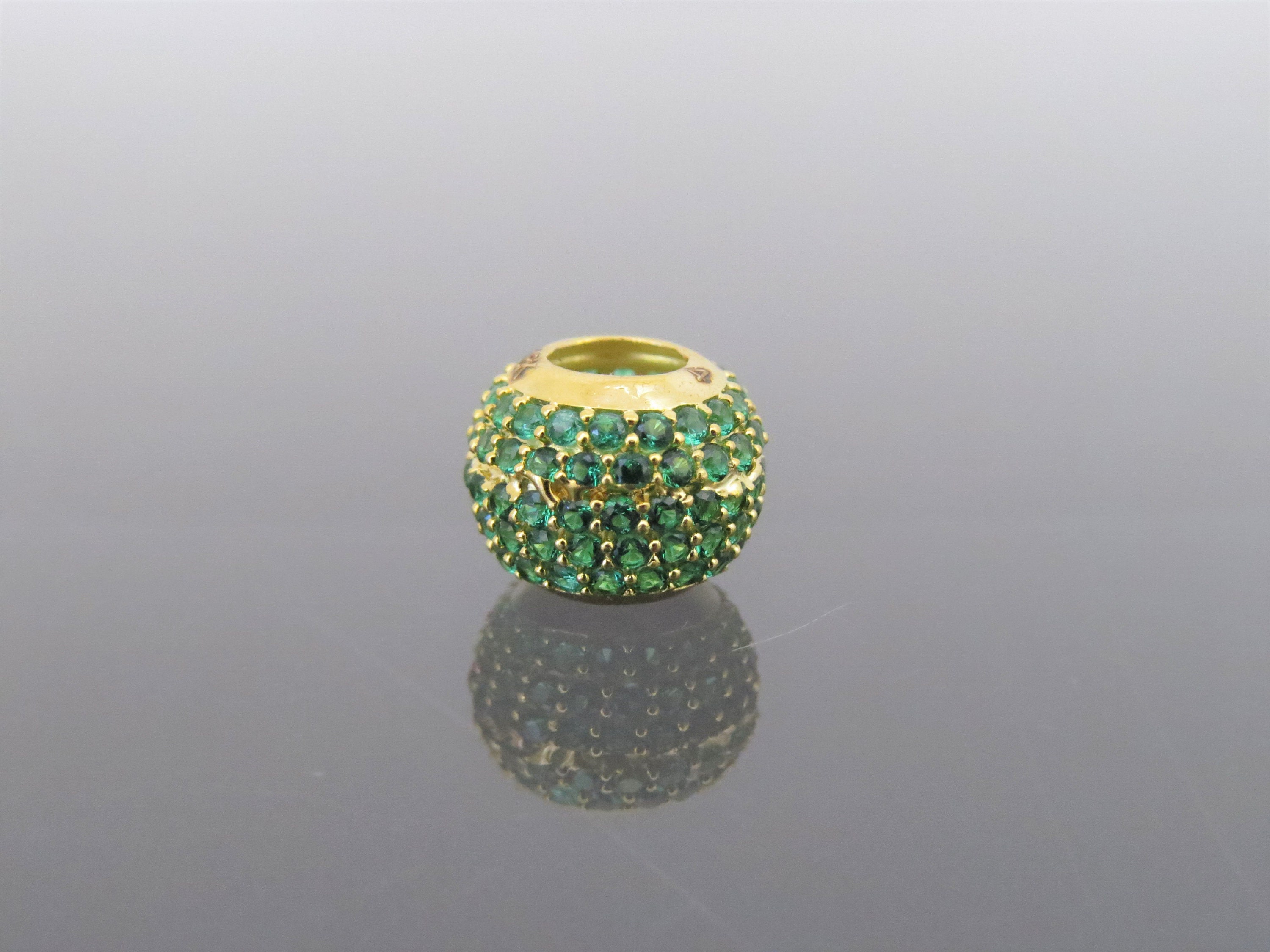 Vintage 18K Solid Yellow Gold Emerald Ball Slide Pendant | Etsy