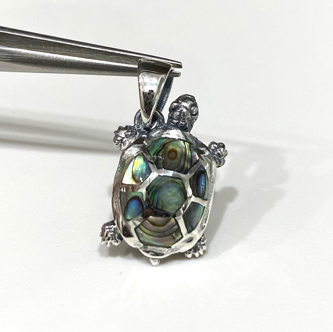 Vintage Sterling Silver Abalone Turtle Pendant. - Etsy