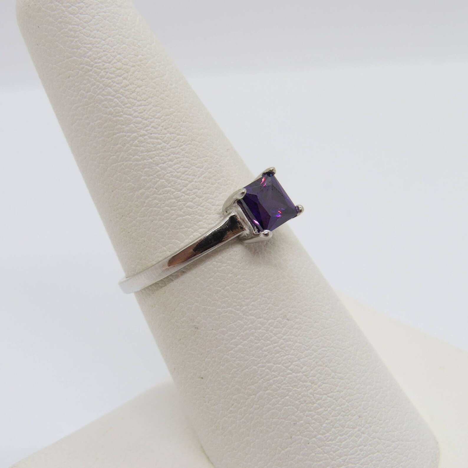 Vintage Sterling Silver Princess Cut Amethyst Ring Size 7 - Etsy