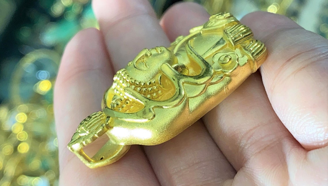 Vintage 24K 9999 Pure Gold Buddha Pendant - Etsy