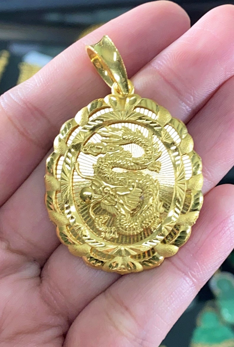Vintage 24K 980 Solid Pure Gold Diamond Cut Dragon Oval - Etsy