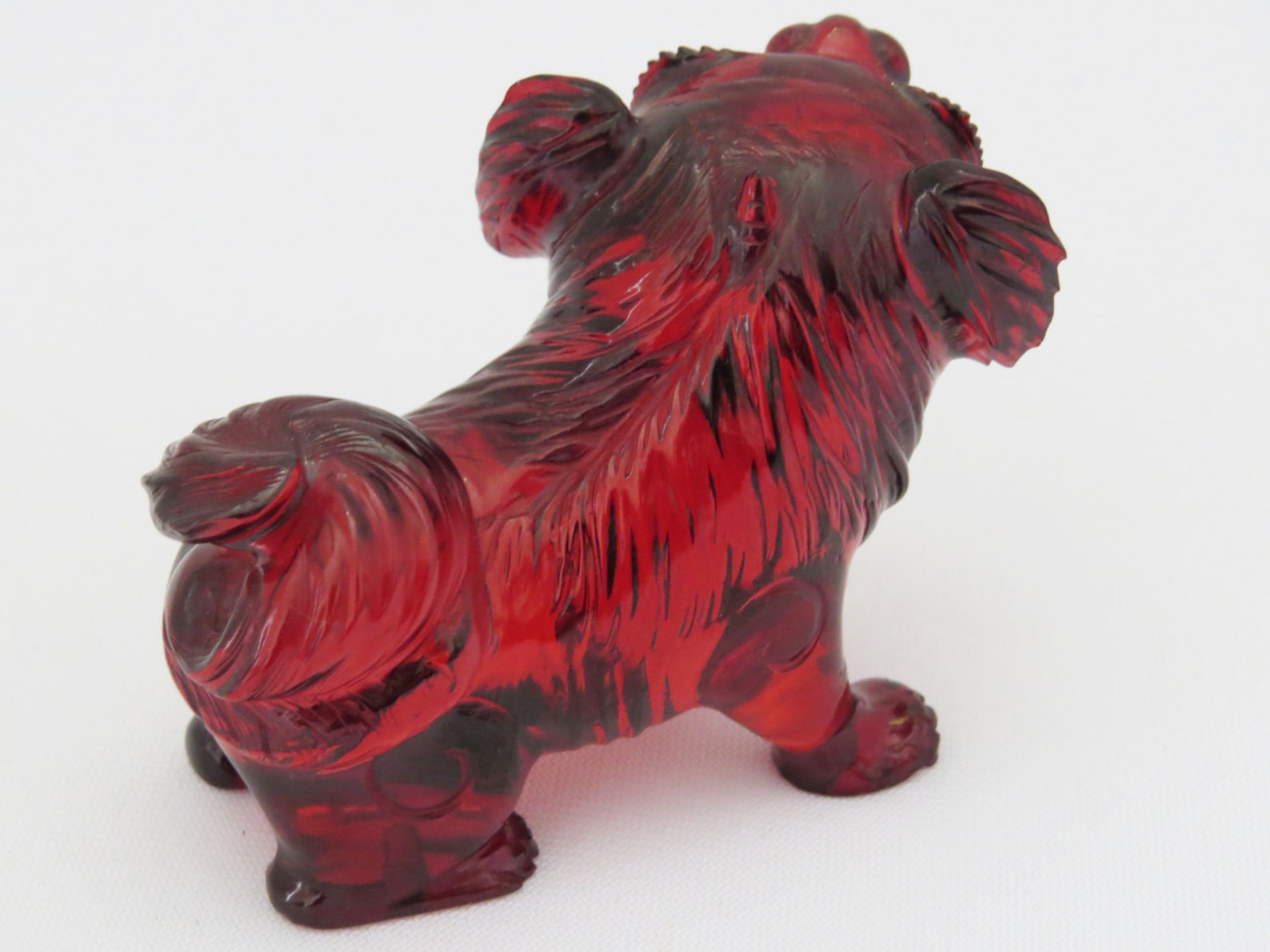 ANTIQUE Exquisite Small Hand Carved Red FOO DOG Statue | Etsy