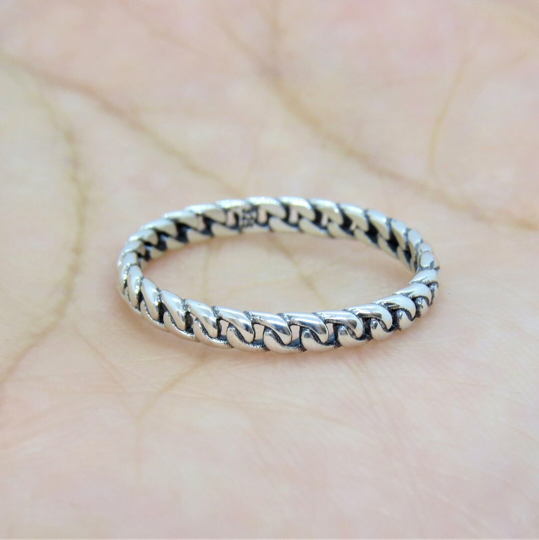 Vintage Sterling Silver Link Chain Band Ring Size 8 - Etsy