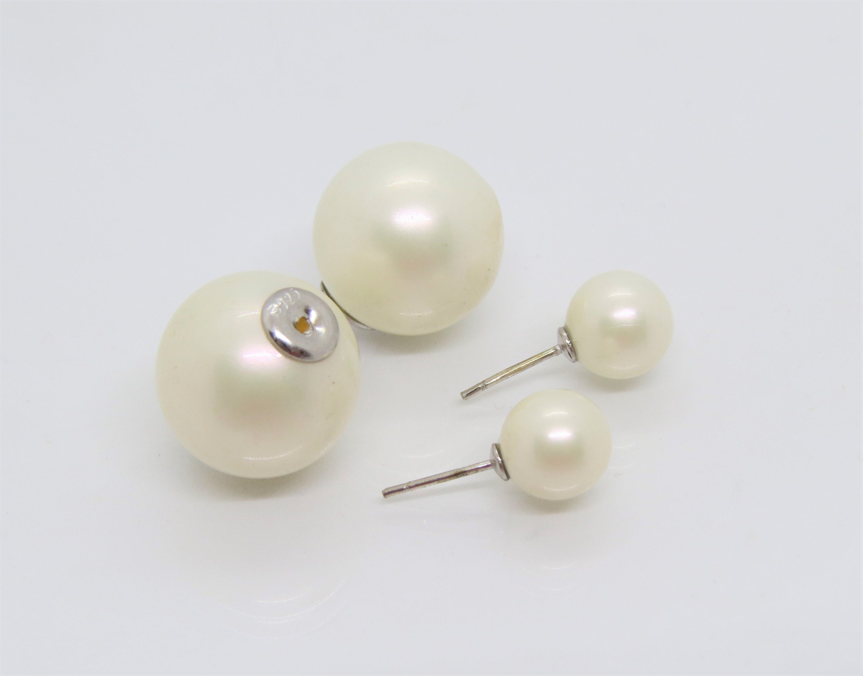 Vintage Sterling Silver White Pearl Earrings | Etsy