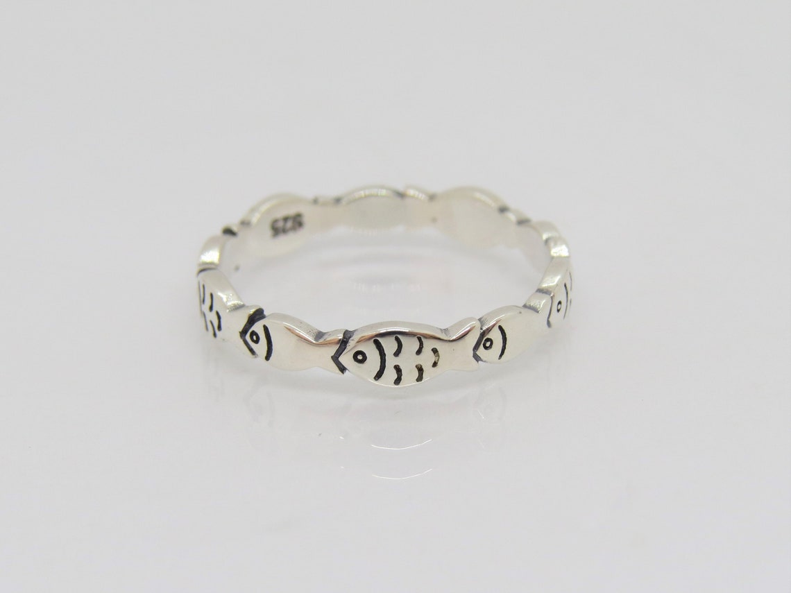 Vintage Sterling Silver Fish Eternity Band Ring Size 9 - Etsy