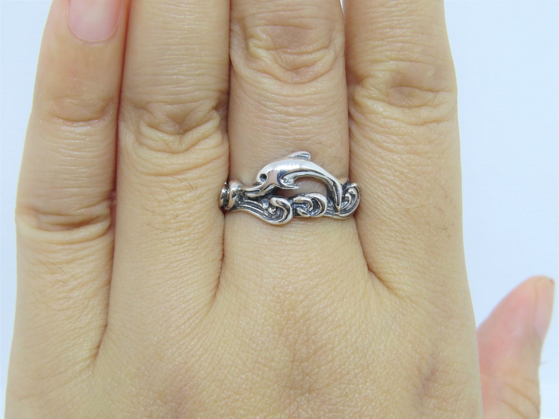 Vintage Sterling Silver Dolphin Ring Size 7 - Etsy