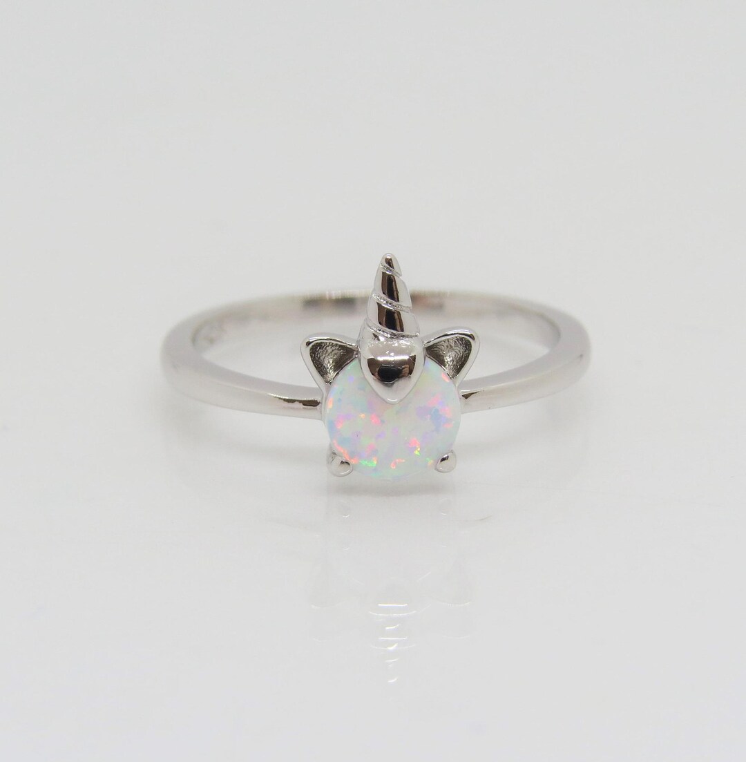 Vintage Bali Sterling Silver Unicorn White Opal Ring Size 7 - Etsy