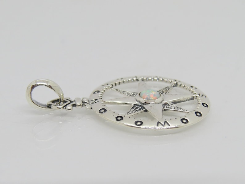 Vintage Sterling Silver White Opal Compass Pendant - Etsy