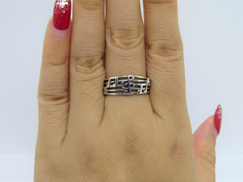 Vintage Sterling Silver Music Notes Band Ring Size 7 | Etsy