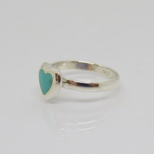 Vintage Sterling Silver Turquoise Heart Ring Size 6 - Etsy