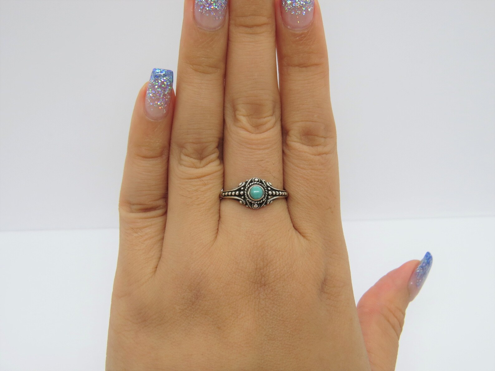 Vintage Sterling Silver Turquoise Dots Ring Size 7 - Etsy
