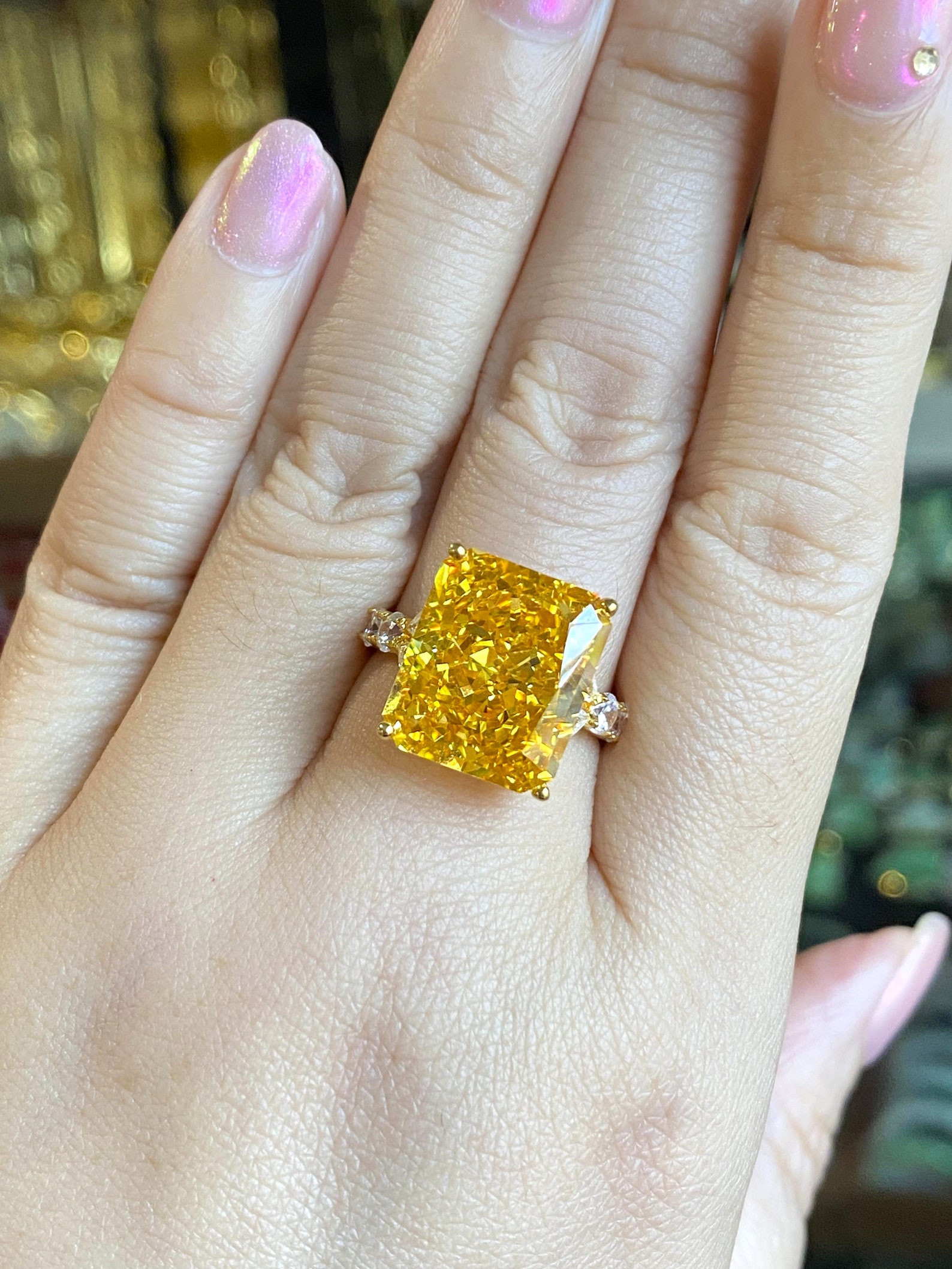 Vintage 15K 610 Solid Gold Yellow Sapphire & White Topaz Ring Size 7 - Etsy