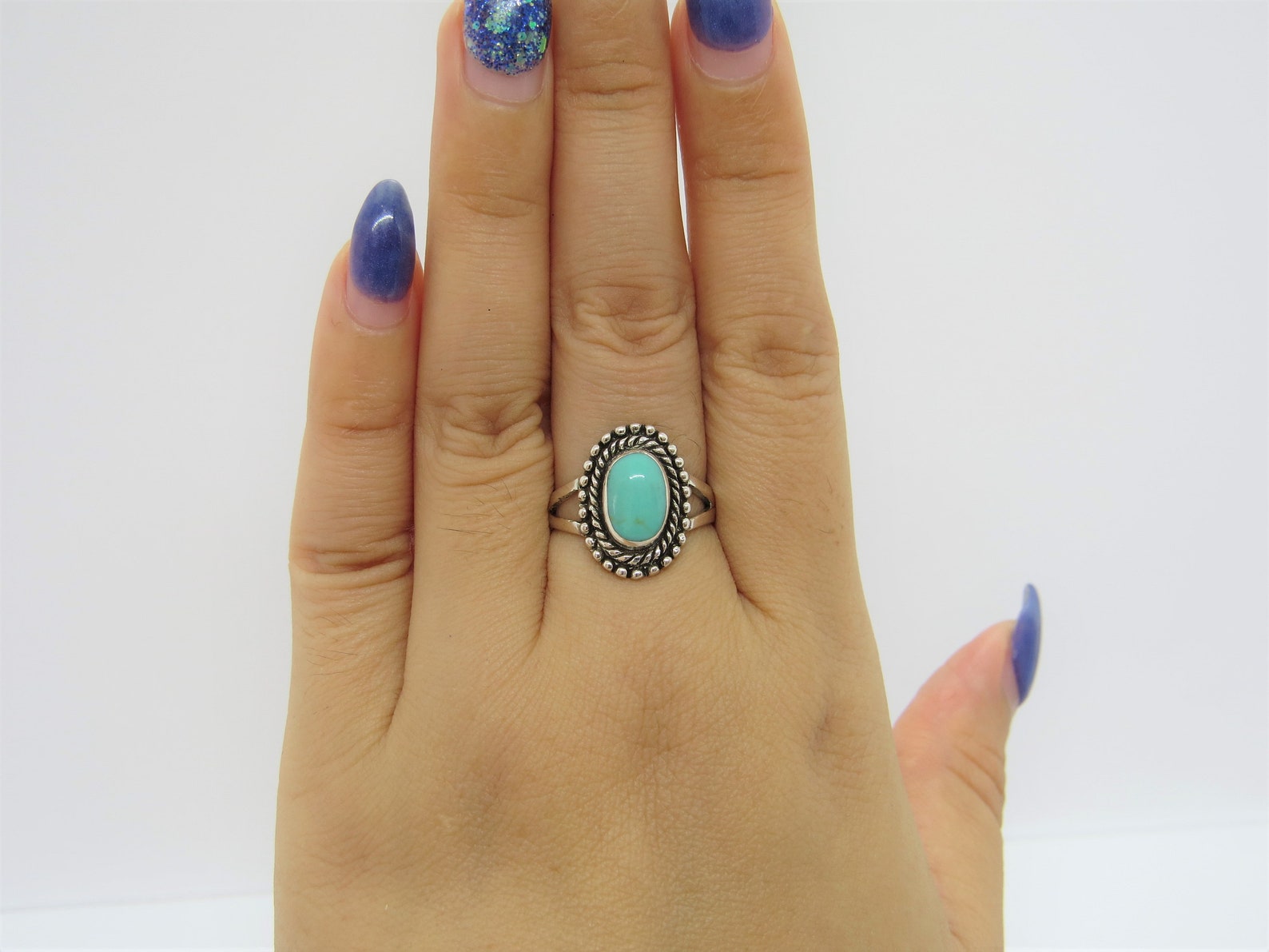 Vintage Sterling Silver Turquoise Dome Ring Size 7 - Etsy
