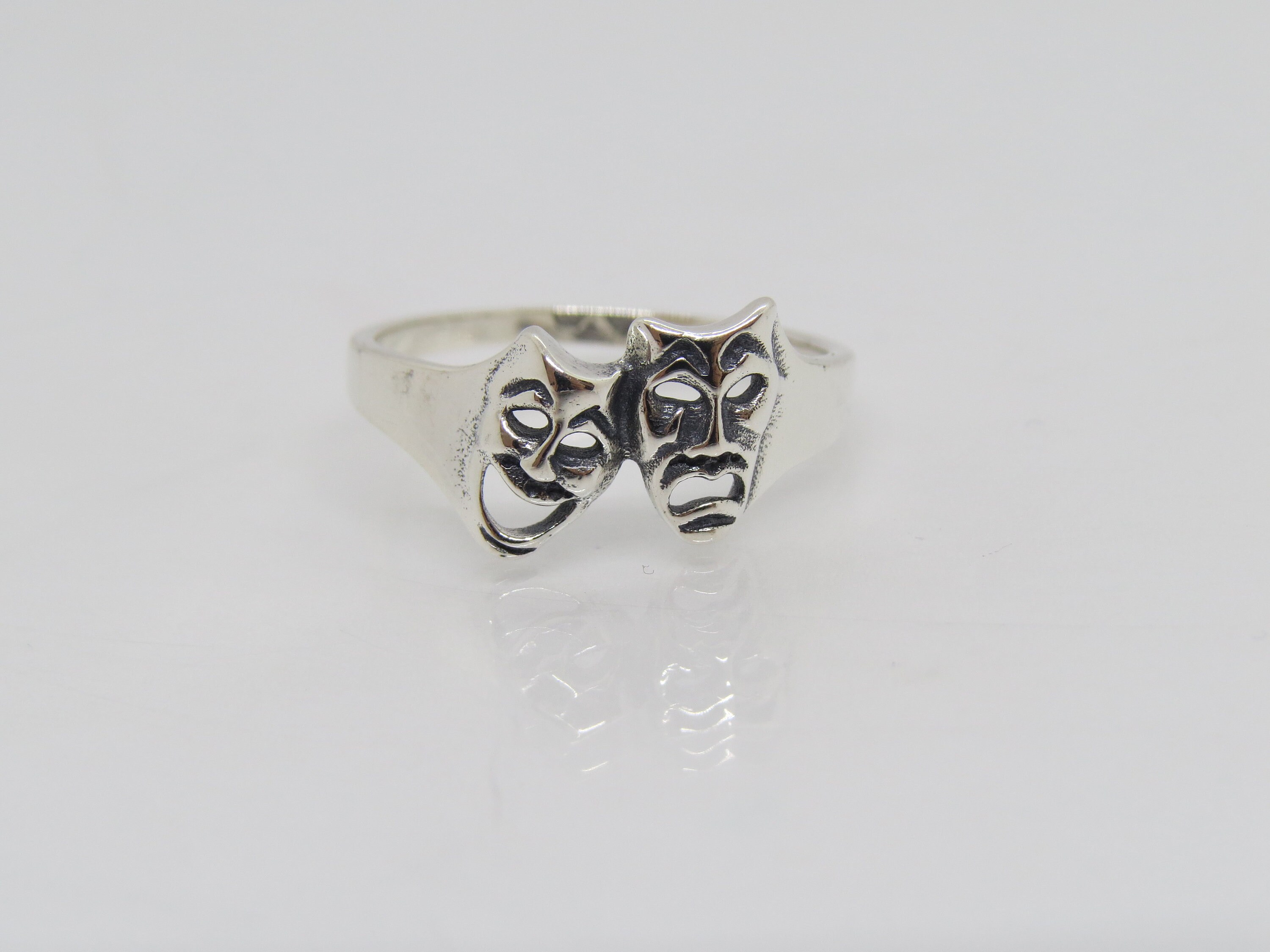 Vintage Sterling Silver Happy Sad Face Ring Size 8 - Etsy