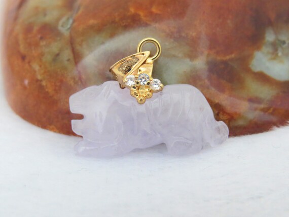 Vintage 18K Solid Gold Translucent Purple Lavender Jadeite | Etsy