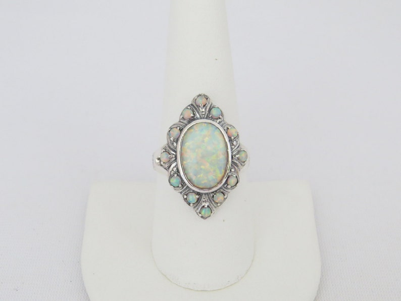 Vintage Sterling Silver Fire Opal Cluster Ring Size 8 - Etsy