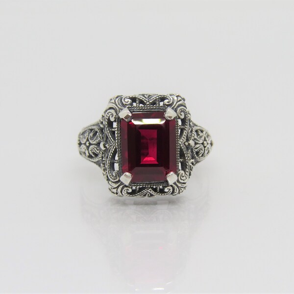 Ruby Filigree Ring - Etsy