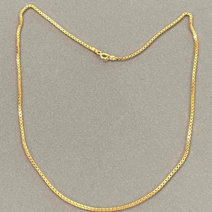 Vintage 18K Solid Yellow Gold Square Box Link Chain Necklace 18'' - Etsy
