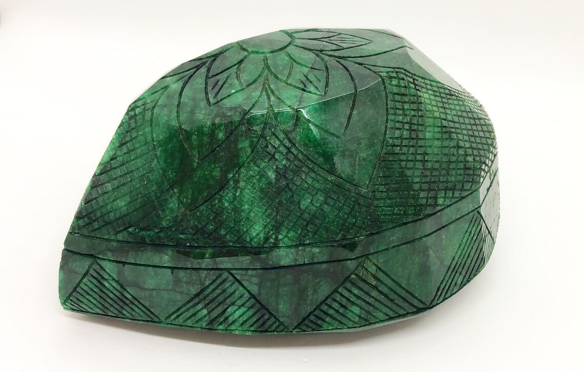 Vintage Natural Emerald Carved Floral Statue Paperweight - Etsy