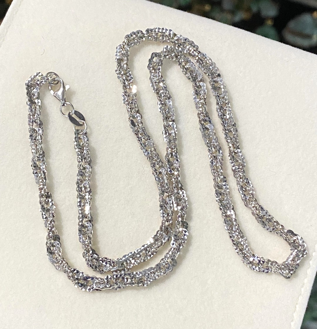Vintage 18K 750 Solid White Gold Twist Link Chain Necklace 17 1/2'' - Etsy