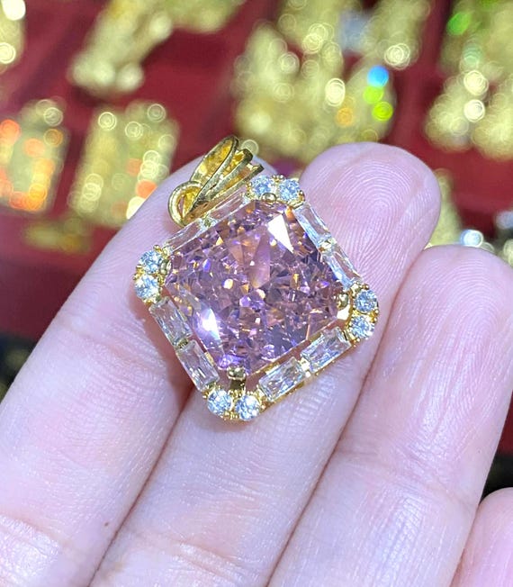 Vintage 15K 610 Solid Gold Pink Sapphire & White Topa… - Gem