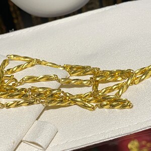 Vintage 24K 980 Pure Gold Twisted Bamboo Link Chain Necklace 18'' - Etsy