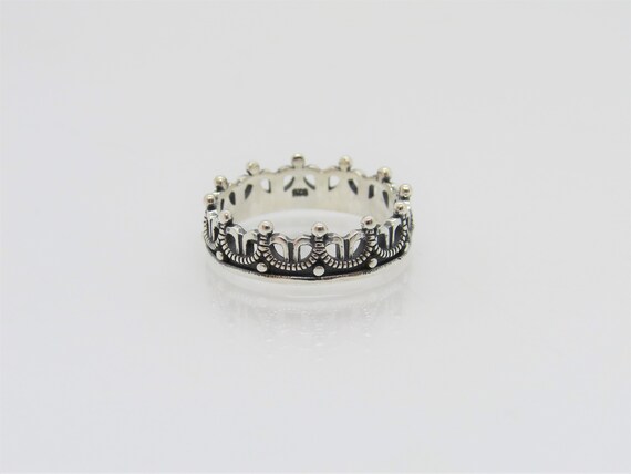 Vintage Sterling Silver Crown Band Ring Size 7 - Etsy